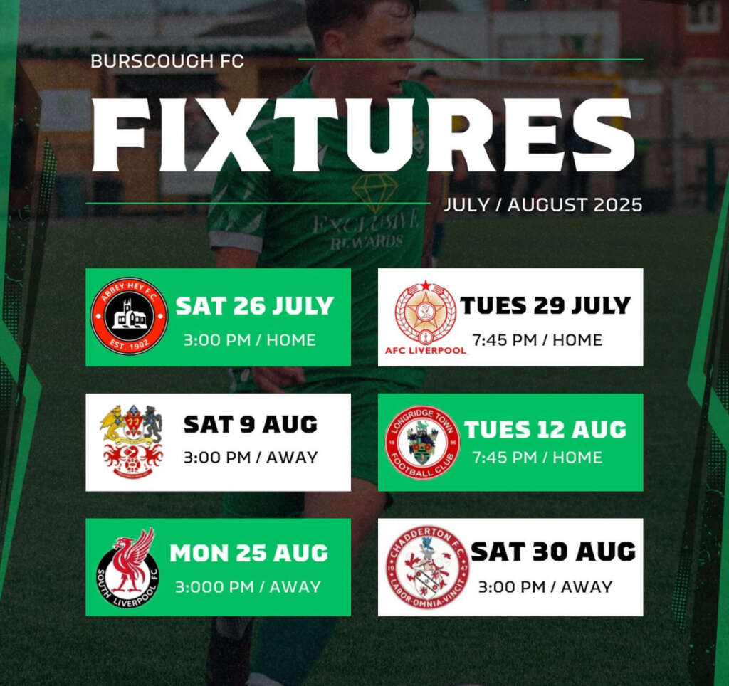 First 6 Fixtures of the Season Announced… – Burscough FC